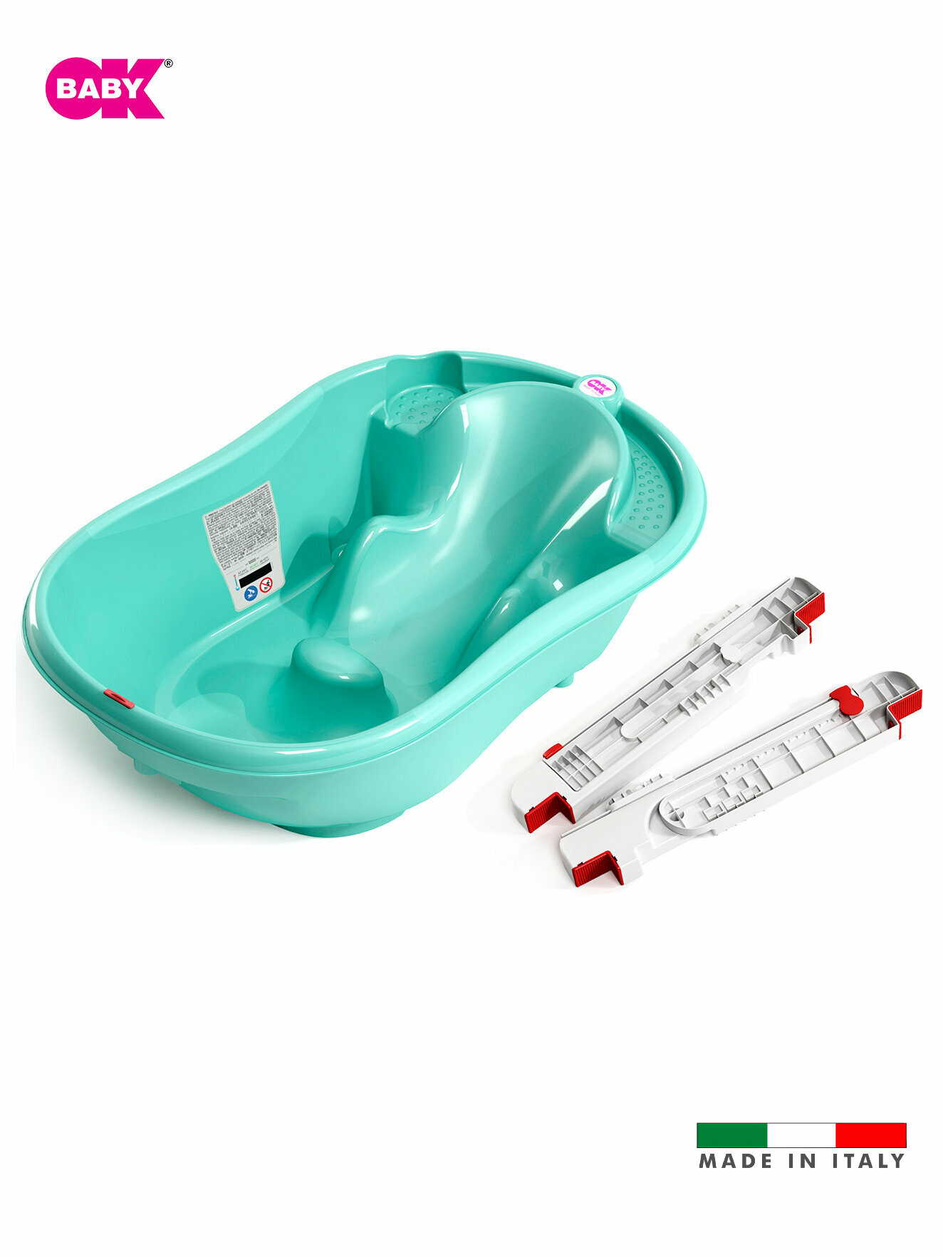 Комплект ванночка Ok Baby Onda + крепление для ванной Бирюзовый