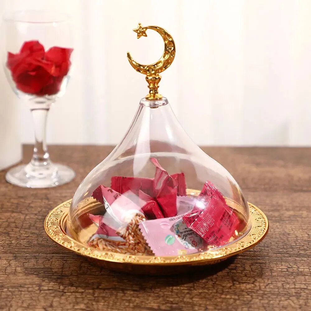 Прозрачная куполообразная крышка металлического подноса для конфет праздничное украшение