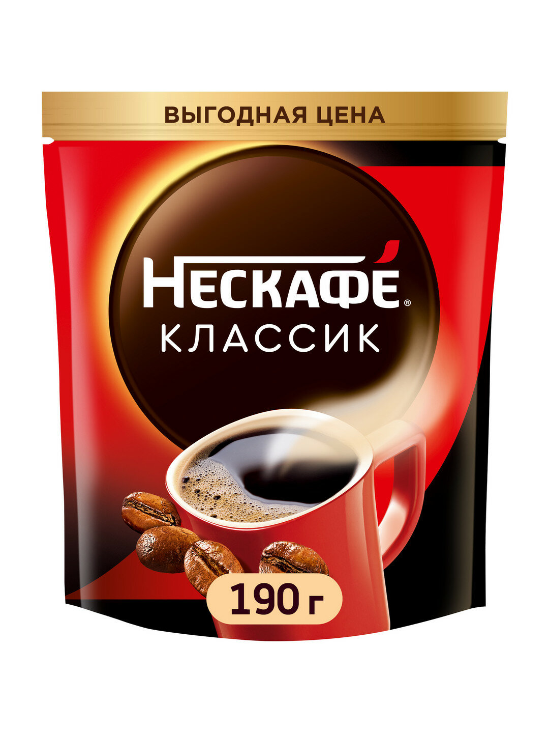 Кофе растворимый Nescafe Classic с добавлением молотой арабики, пакет, 190 г