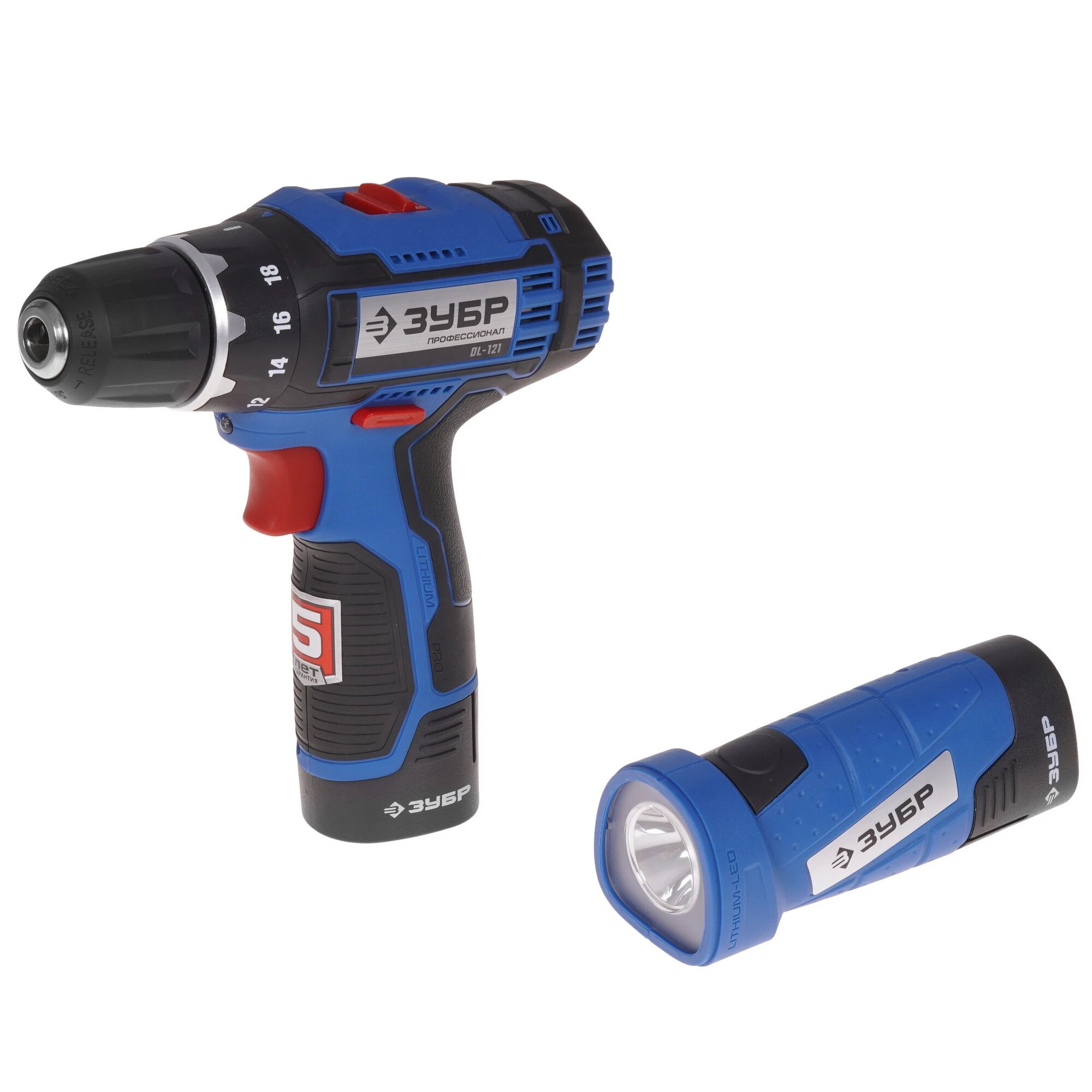 Дрель-шуруповерт аккумуляторная ЗУБР Профессионал DL-121-22F синий/черный, 2Ач