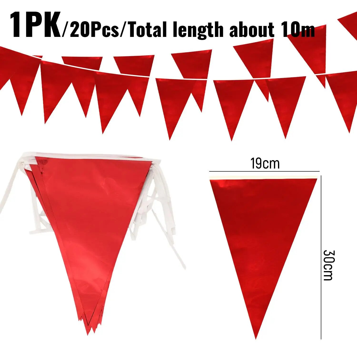 Водонепроницаемые треугольные сигнальные флаги 10 м 1 Pack, Red