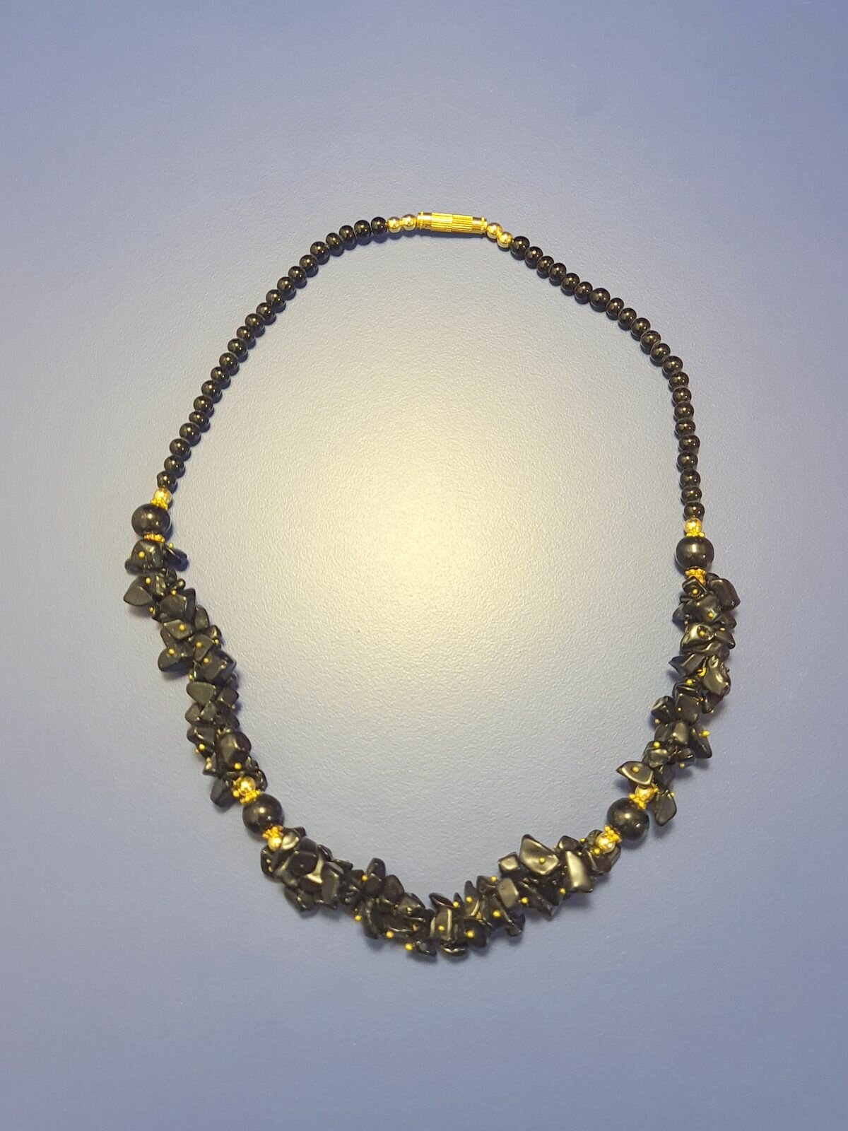 Винтажные бусы Черный агат, СССР 80е