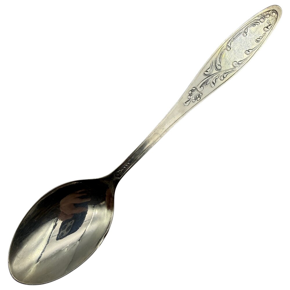 Ложка десертная "Пламя", 17 см, 1980-1991, МНЦ, З-д по производству посуды, Баку, СССР (цена 2-00)