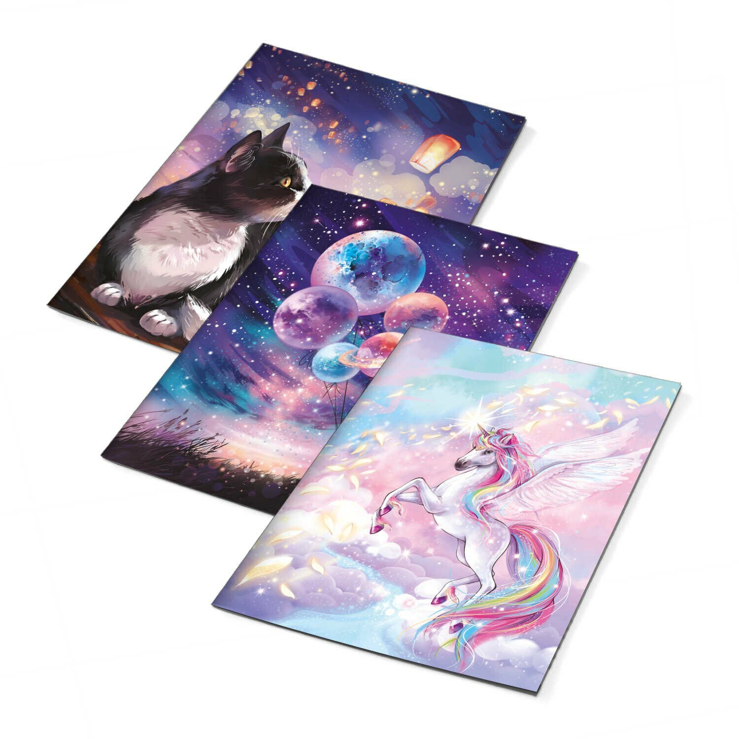 Обложки 03шт д/тетрадей "мечтай" 346*215мм, ПВХ 70мкм, три наклейки для персонализации, подвес