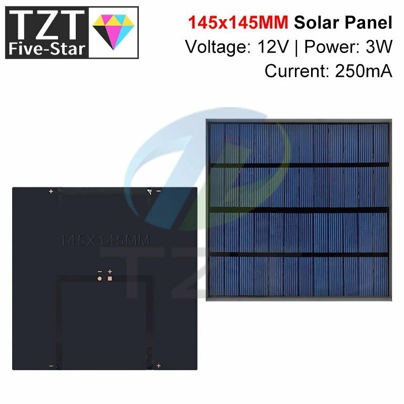 Солнечная панель TZT, 12 В, 145 мА, 3 Вт, поликристаллическая, 145 * мм, миниатюрная солнечная система «сделай сам» для аккумулятора, зарядного устройства для сотового телефона