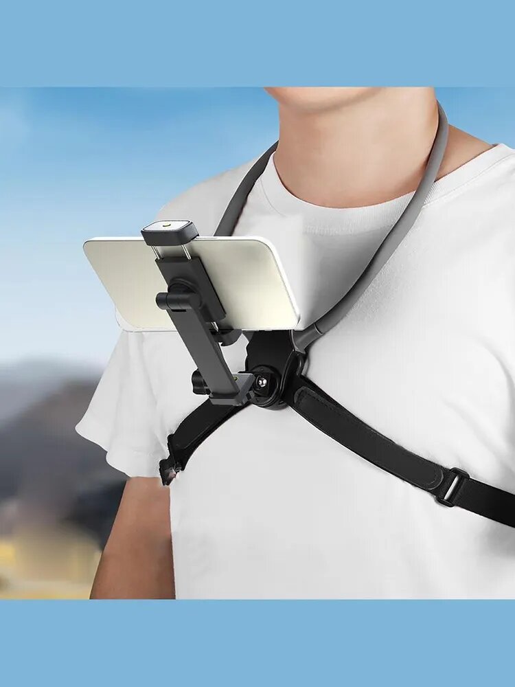 Крепление Для Телефона На Грудь для видеоблогов, прямых трансляций, черный матовый