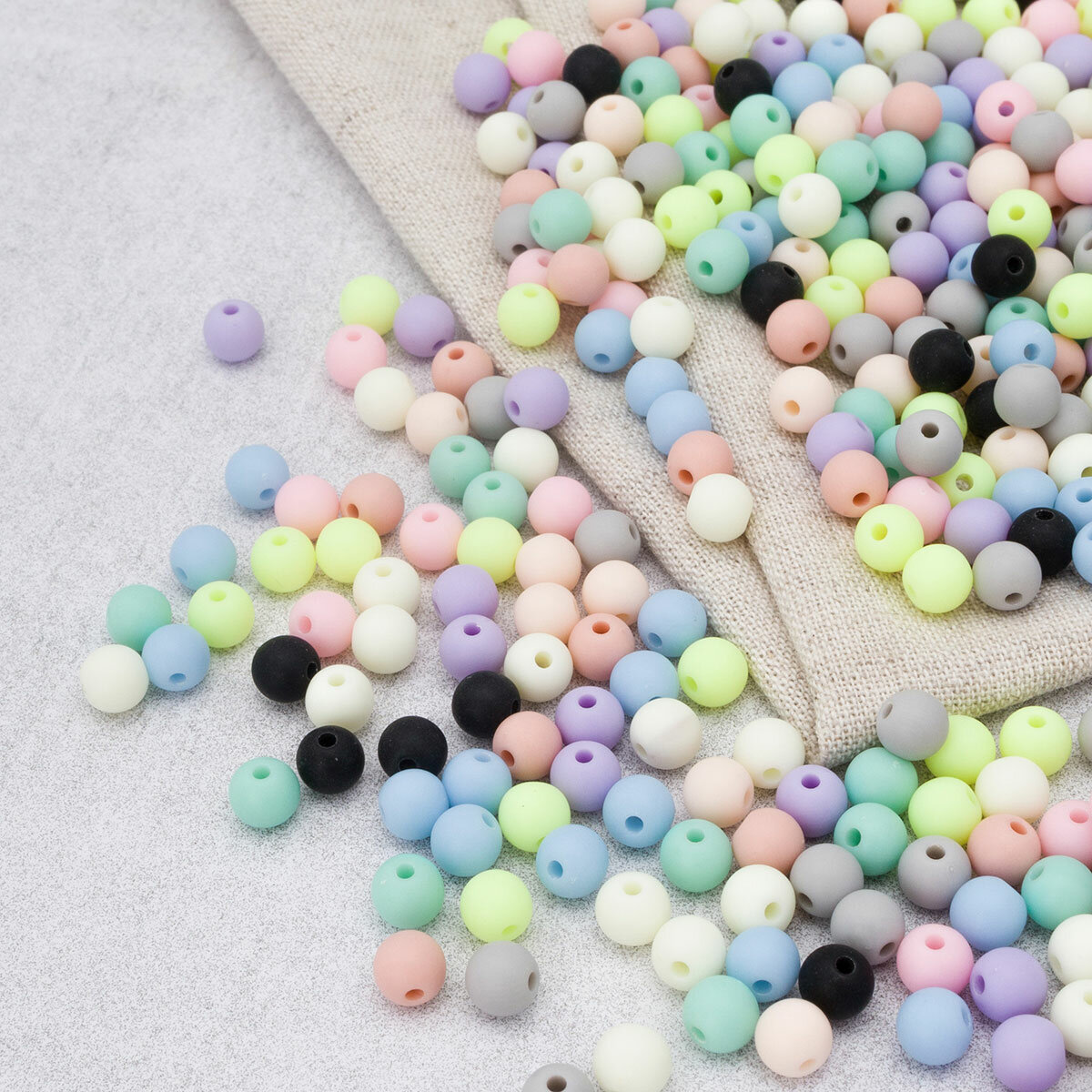 Бусины для рукоделия круглые, матовые, 6 мм, акрил, цвет микс, 50 г