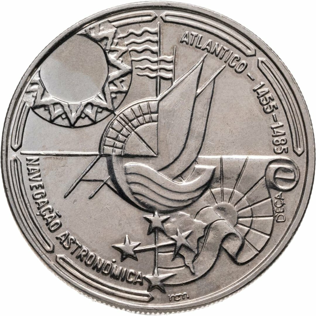 Португалия 100 эскудо escudos 1990 Золотой век открытий - Астронавигация, Мельхиор медь-никель, в сохранности AU-UNC