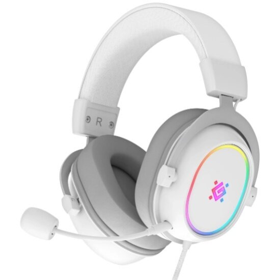 Игровая гарнитура Defender Halo белый, RGB, провод 2 м