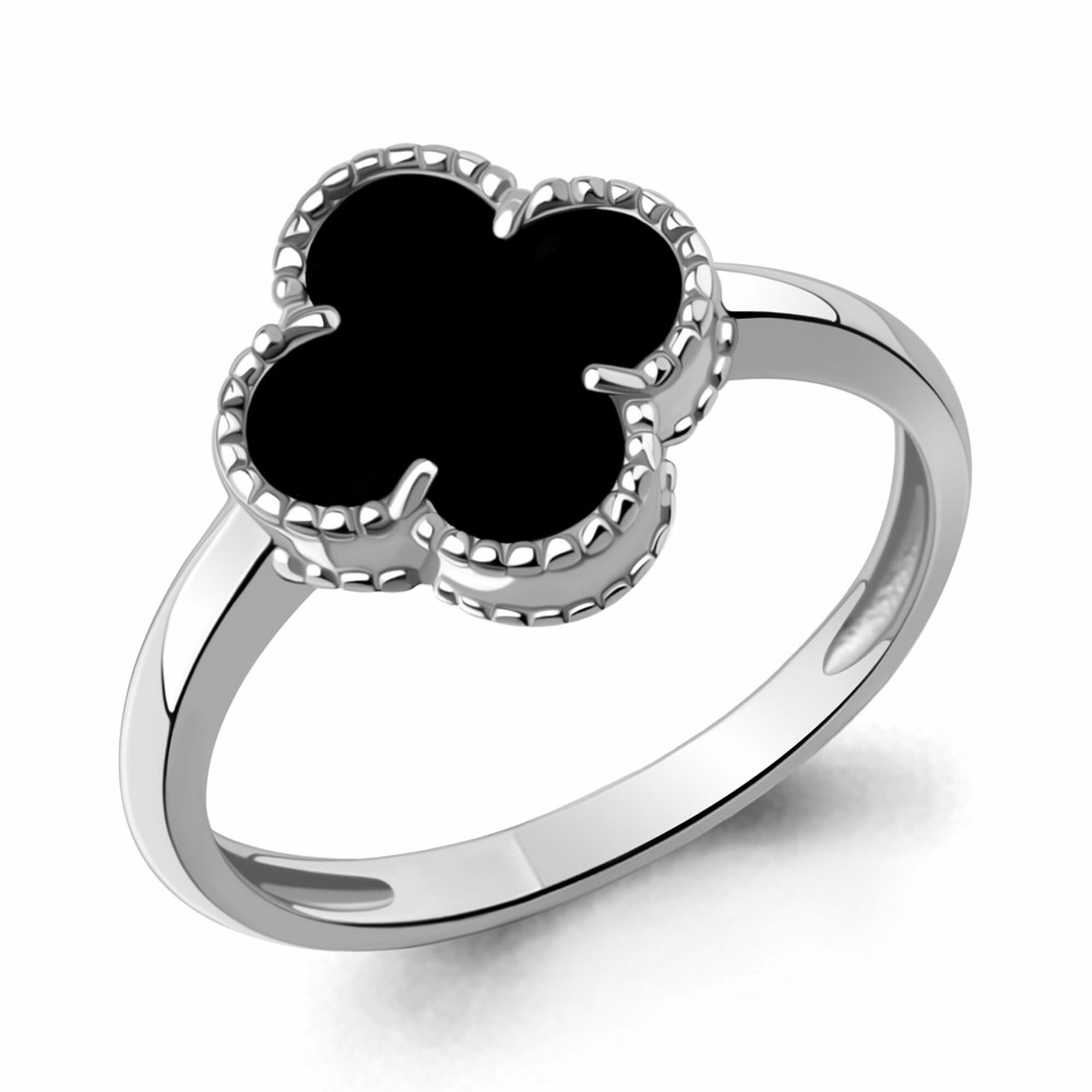 Кольцо, серебро, 925 проба, родирование, оникс