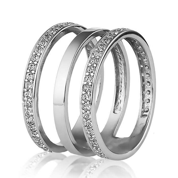 Кольцо, серебро, 925 проба, родирование, фианит