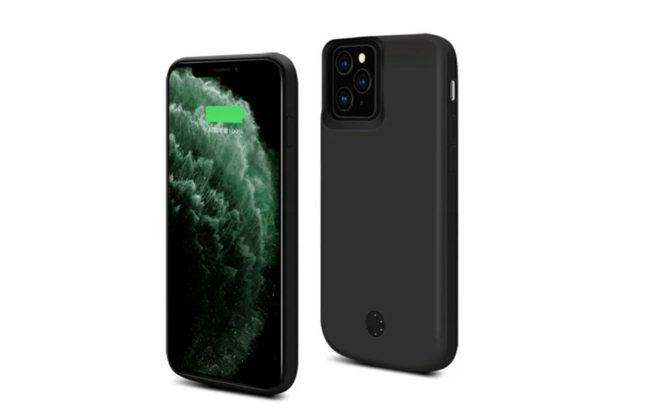 Чехол-бампер MyPads со встроенной усиленной мощной батарей-аккумулятором 5000mAh для iPhone 11 Pro черный