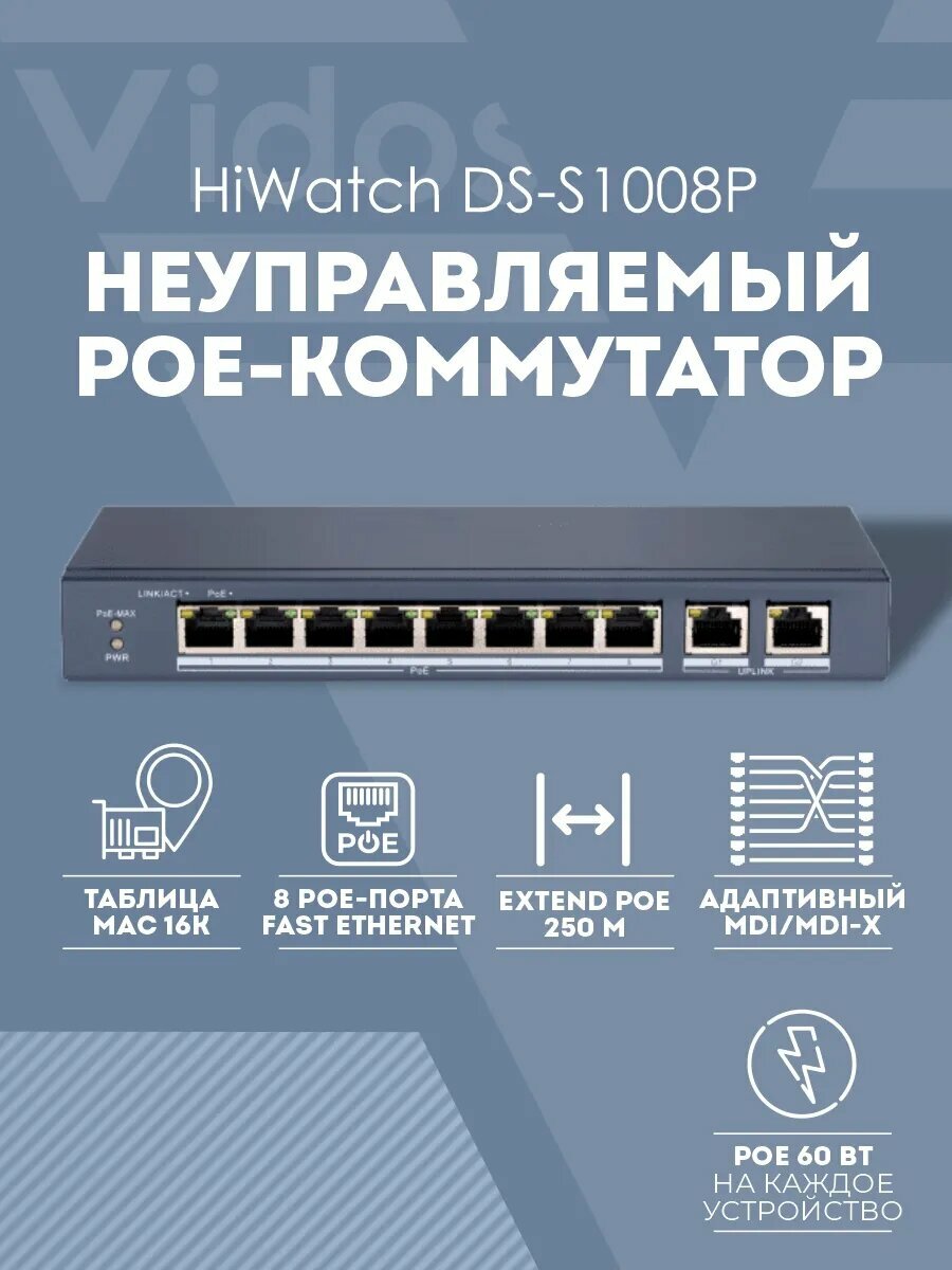 DS-S1008P коммутатор