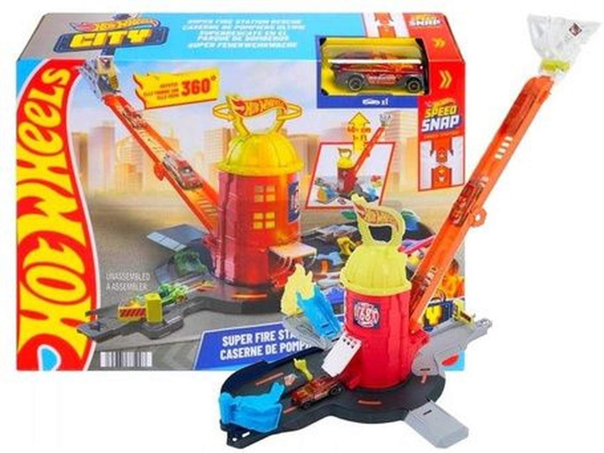 Набор Hot Wheels - City Super Fire Station + машинка, игровой набор- Хот Вилс JHL95