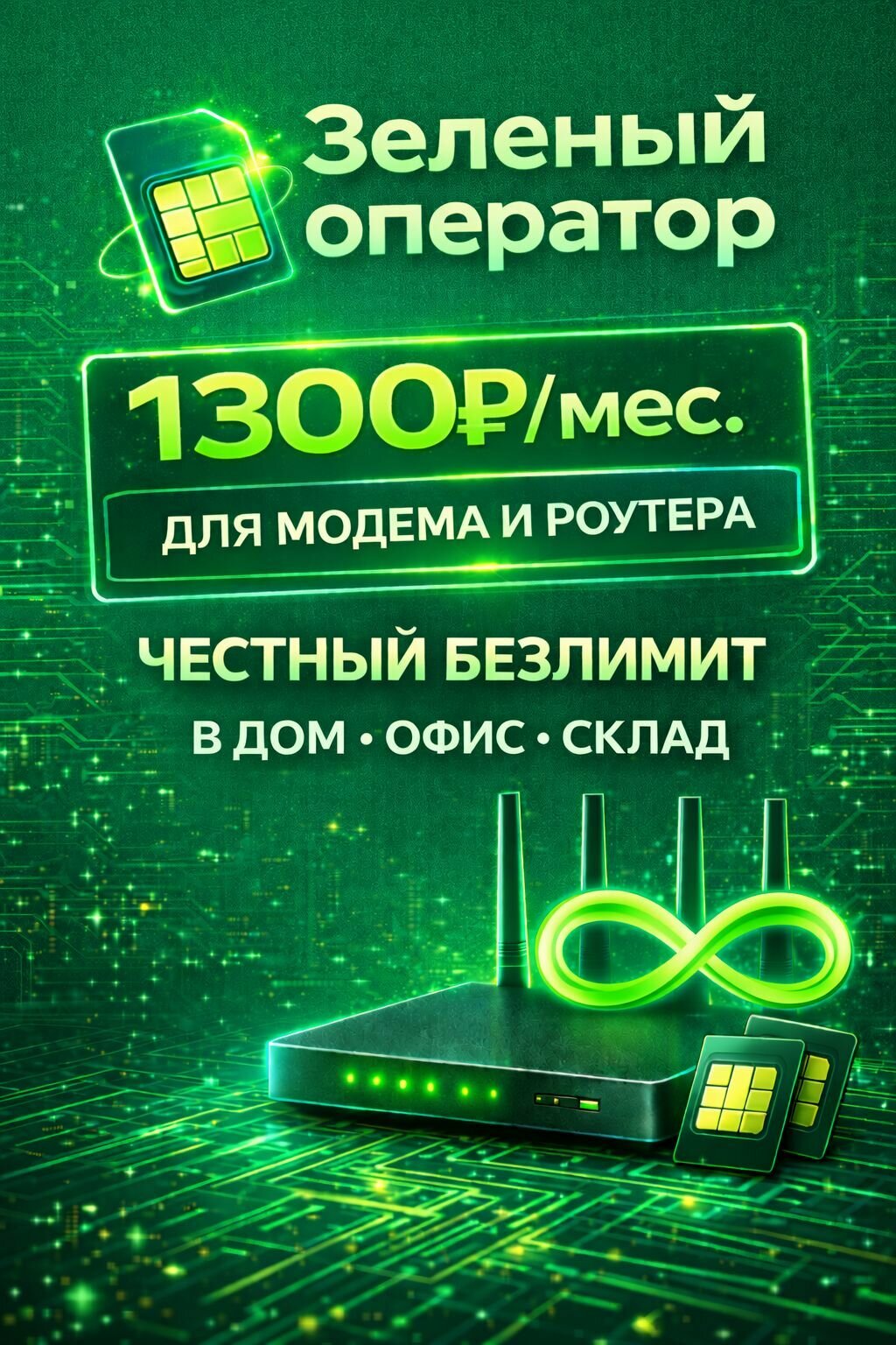 Симкарта безлимит для модема роутера камер