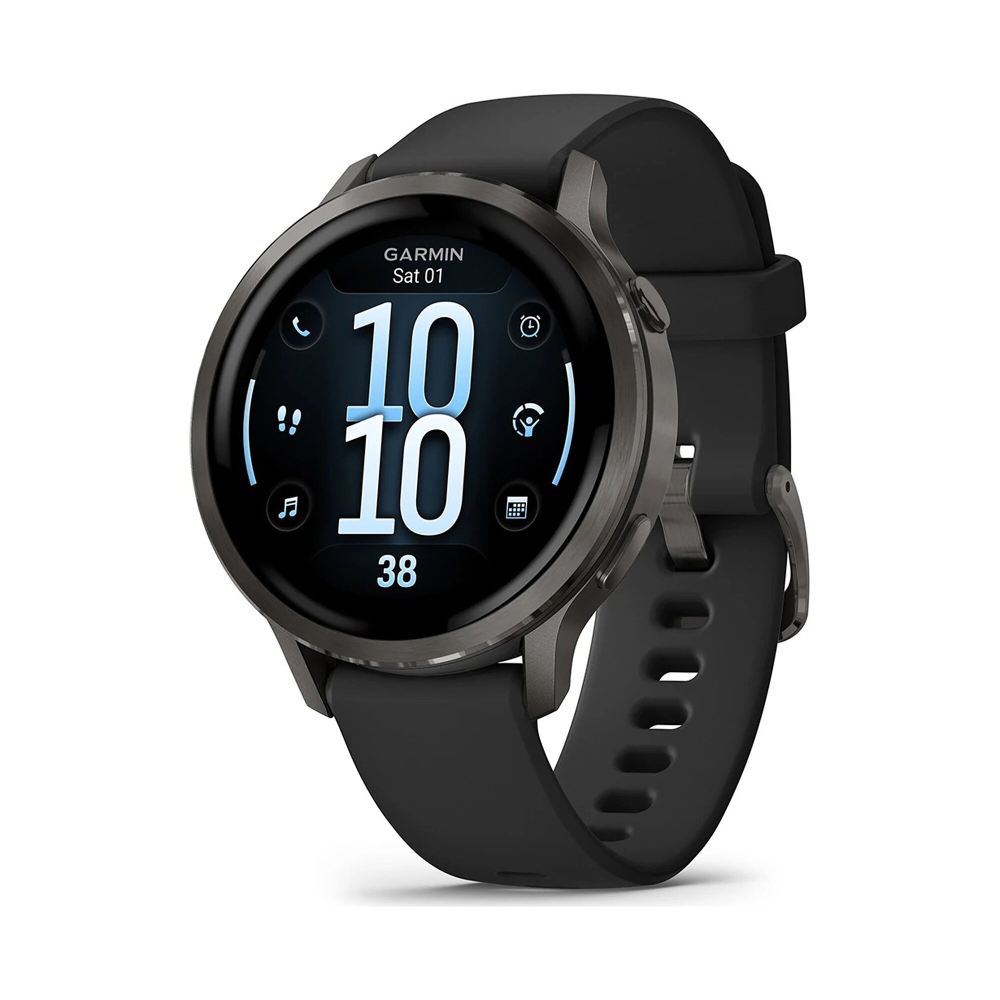 Смарт-часы Garmin Venu 4 41mm, корпус «угольно-серого» цвета, с черным силиконовым ремешком (Европейская версия, меню на Русском)