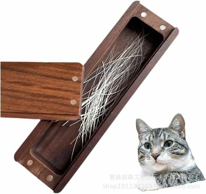 Деревянная шкатулка для хранения усов кошки и украшений, 13x4x3 см, из массива дерева, для усов, шерсти, цепочек (памятный подарок, для хранения мелочей)