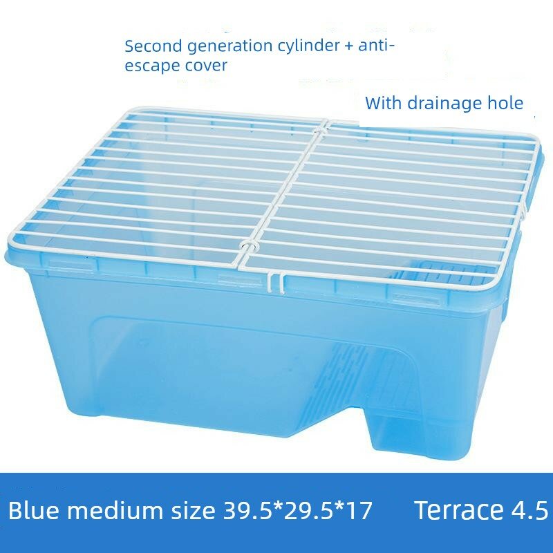 Средний синий аквариум для черепах 38x28x17 см с крышкой, подходит для маленьких черепах и черепах