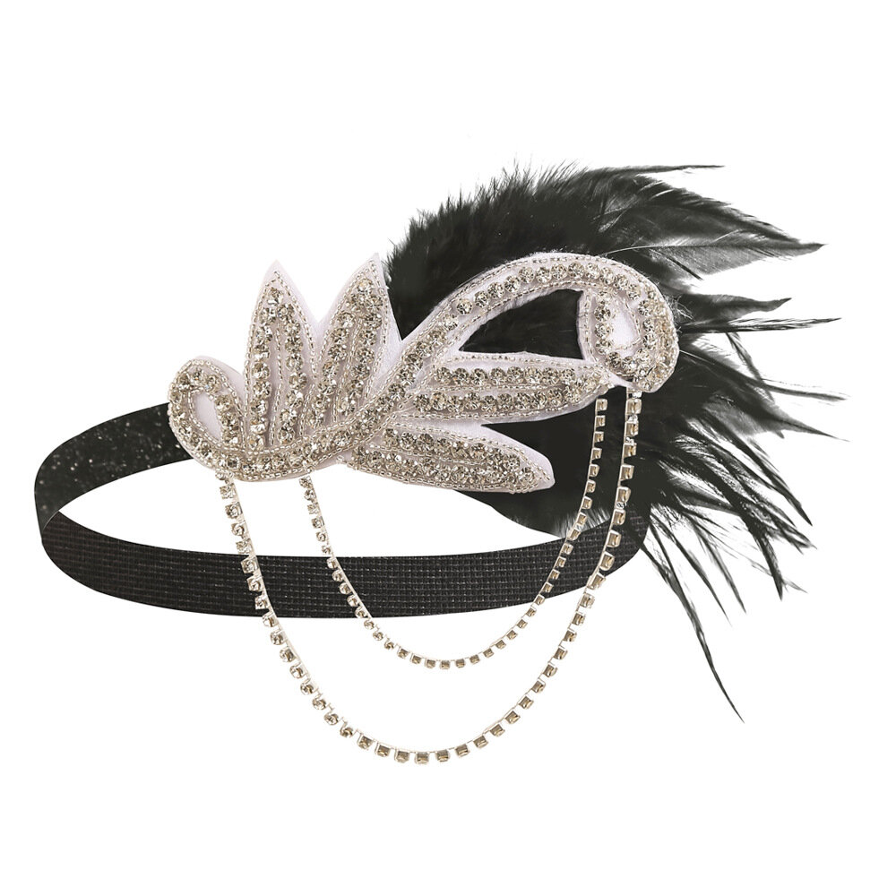 Женский головной убор для маскарада в стиле 1920-х годов, повязка на голову с перьями в стиле флаппер, аксессуар для вечеринки в стиле Гэтсби.