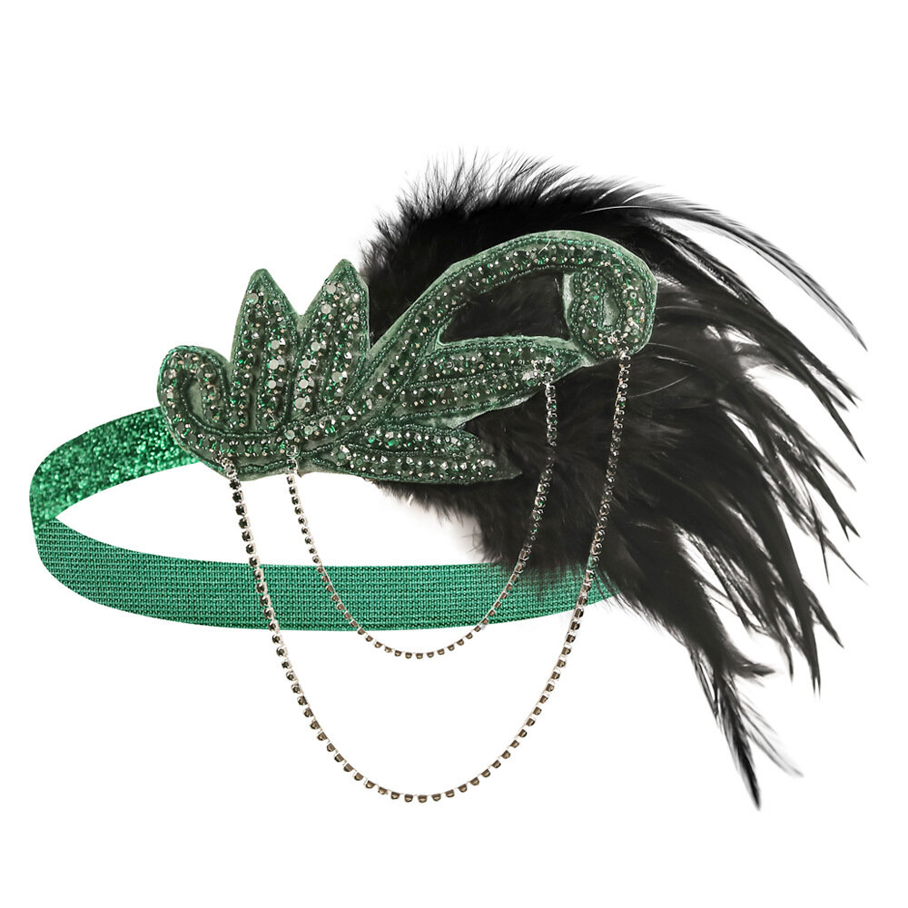 Женский головной убор для маскарада в стиле 1920-х годов, повязка на голову с перьями в стиле флаппер, аксессуар для вечеринки в стиле Гэтсби.