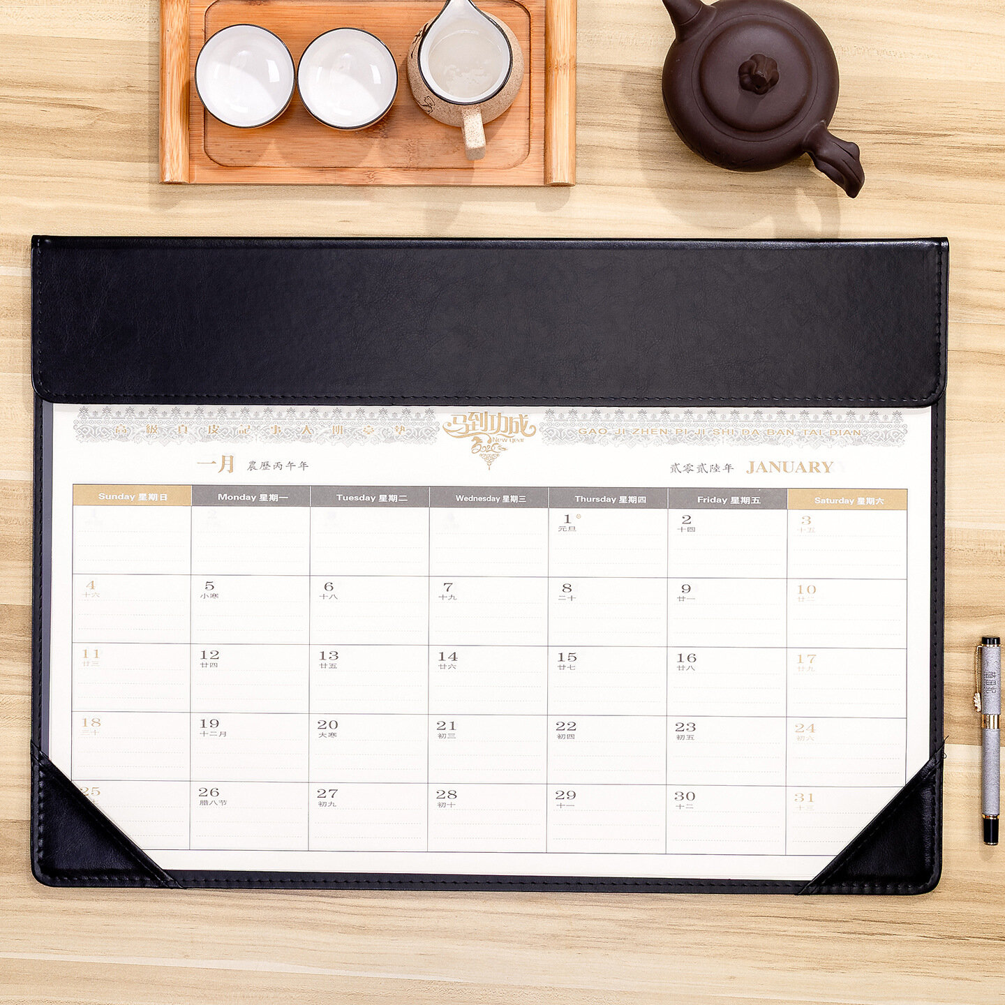 Календарь на 2026 год, большой настольный календарь-блокнот, кожаный календарь-планер, простой блокнот, большой планировщик с сеткой, ежемесячный календарь.