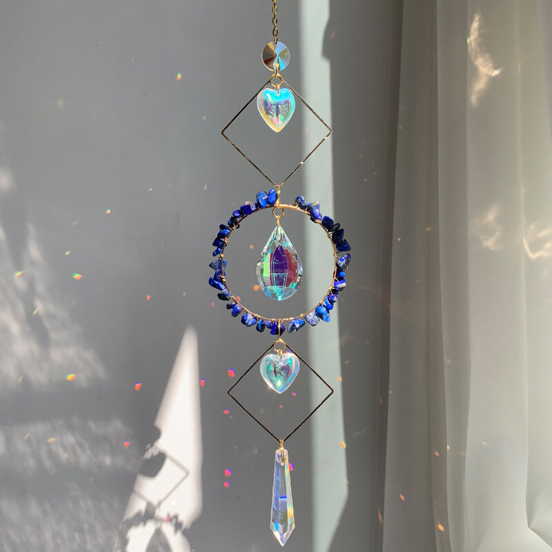 Яркий шар-призма в форме звезды и луны, садовый подвесной декор, металлический аксессуар, кристаллический ловец солнца, воздушное подвесное украшение, колокольчик.
