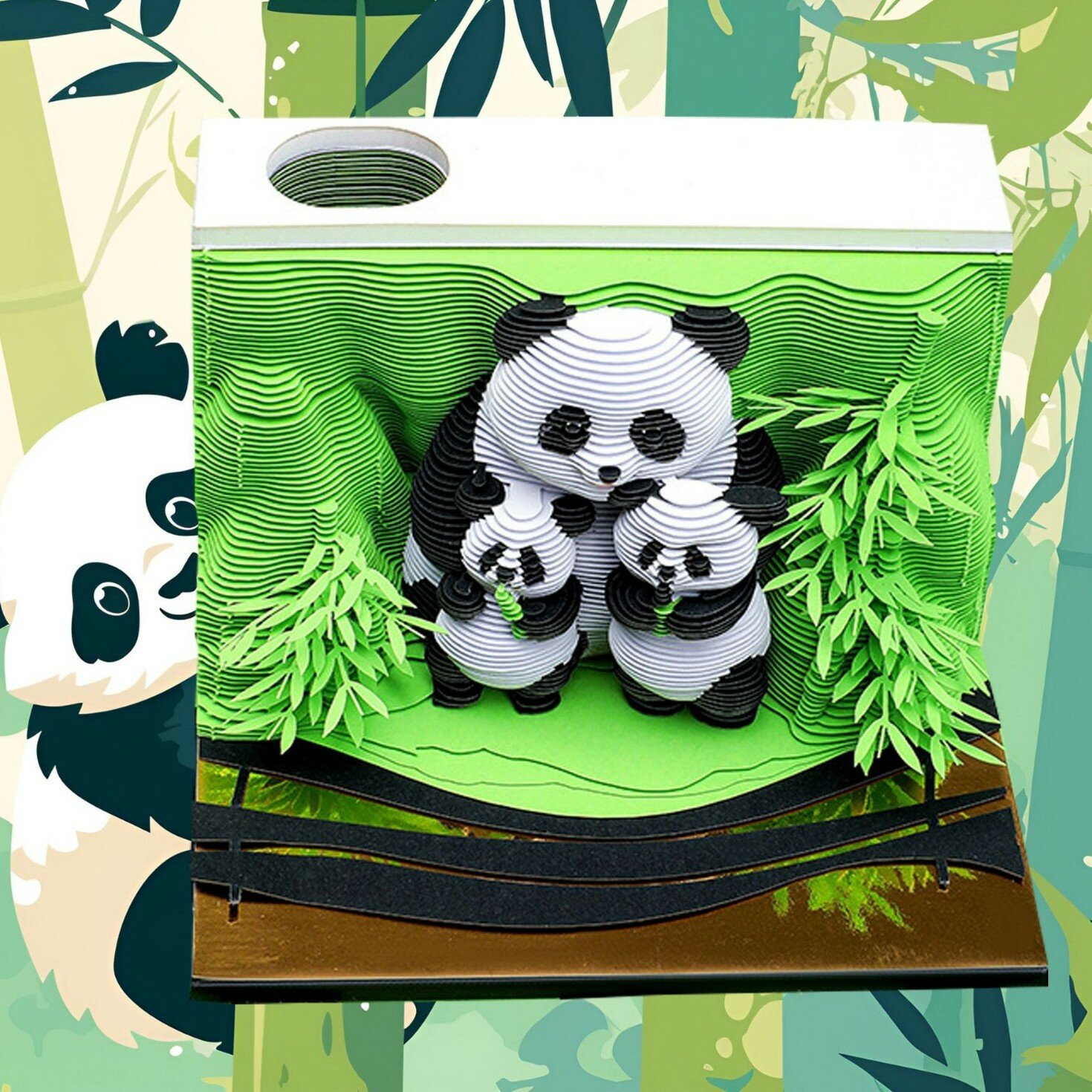 3D-стикеры с пандами для творчества, бумажная скульптура, отрывной еженедельный календарь, культурный и креативный подарок, настольное украшение, корпоративный сувенир.