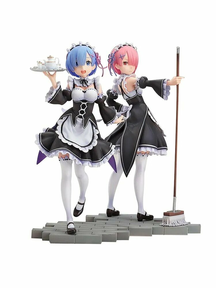 Аниме фигурка Re: Zero Жизнь с нуля в альтернативном мире Рам , Рем / Re: zero Ram Rem figure Super cute loli maid model (22см,2 шт) Подарки для болельщиков