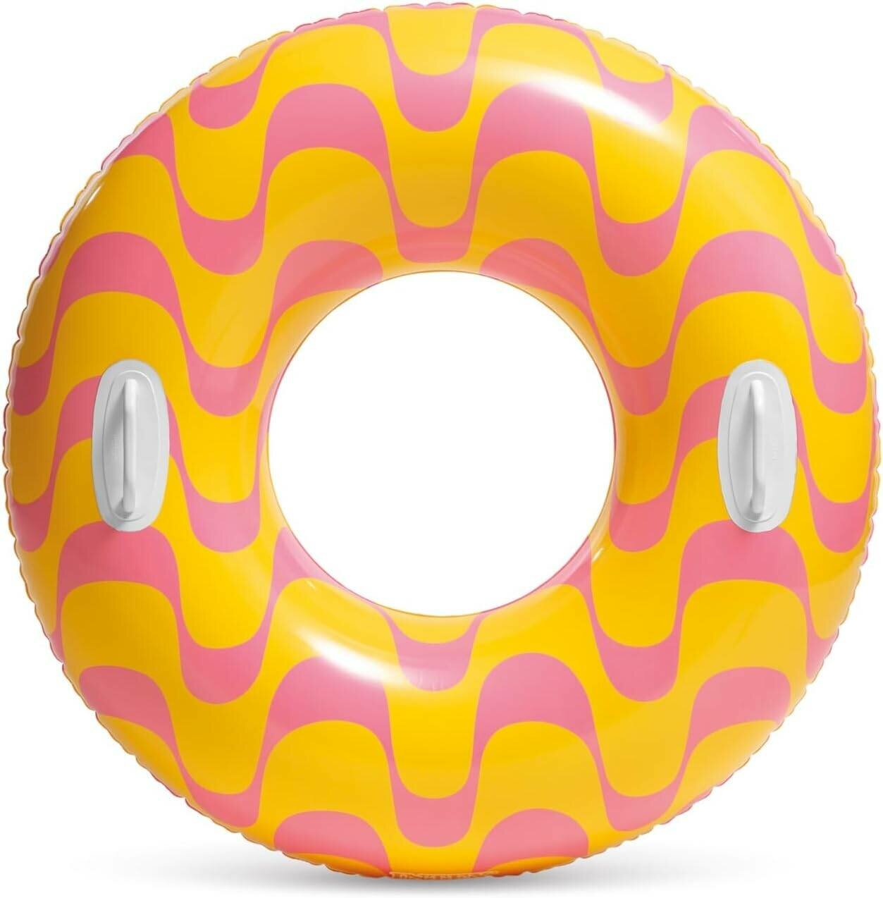 59256NP Intex надувной круг Волны с ручками 9+, 91см. желтый