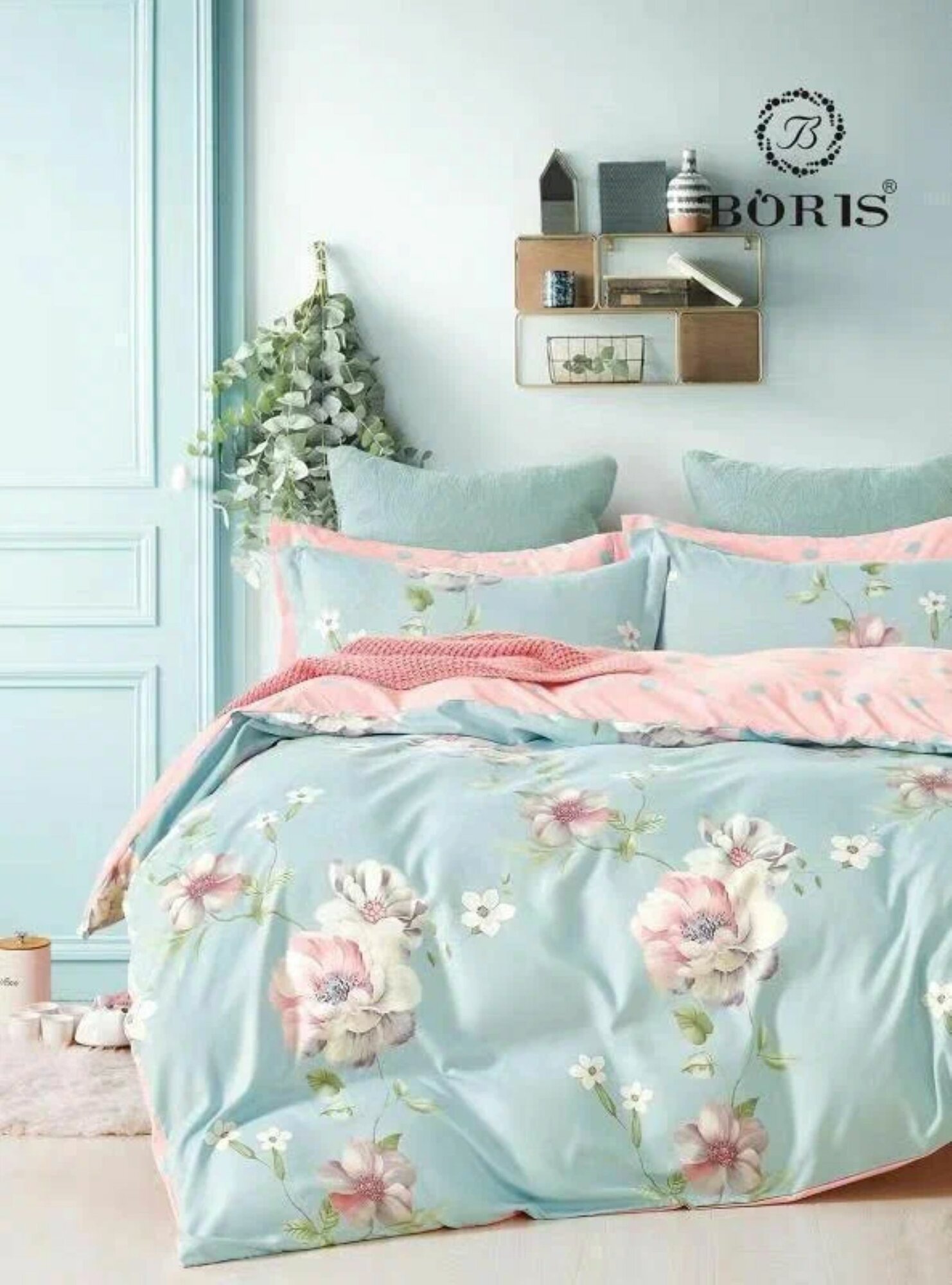 Постельное белье Семейное Дуэт Boris Dense , 2 пододеяльника, комплект из 7 предметов, мягкое как бархат, плотная ткань