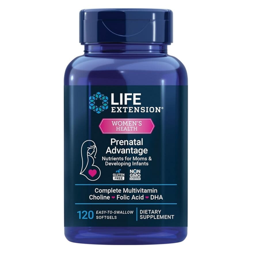 Life Extension Prenatal Advantage, Пренаталь Адвантадж, витамины для беременных 120 гелевых капсул