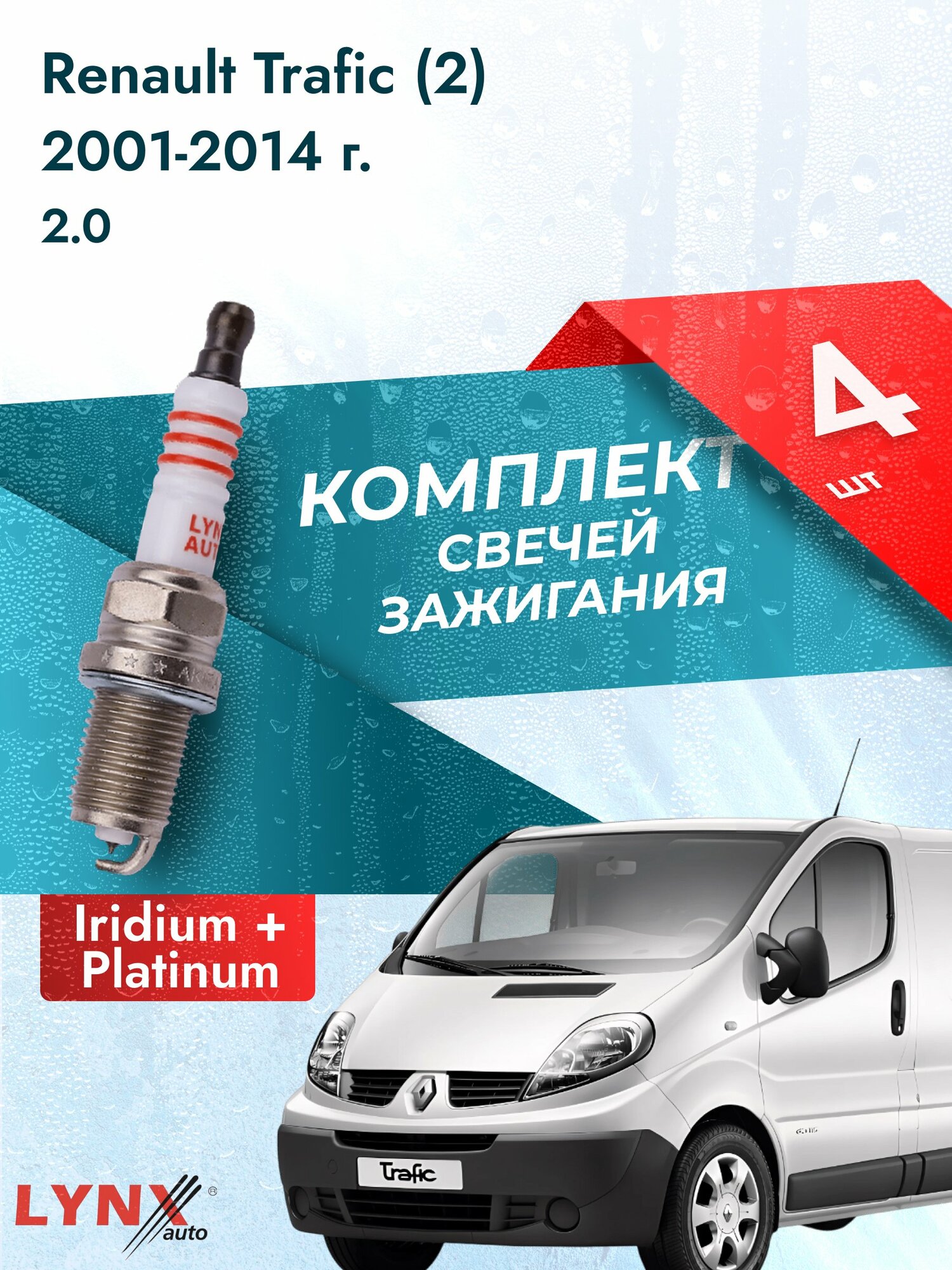 Свечи зажигания на Renault Trafic (2) 2001-2014г./ комплект 4 шт. Двигатель 2.0 (F4R 720) SP-358/ LYNXauto