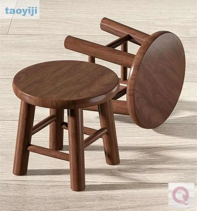Табурет деревянный круглый для кухни, 1 шт, цвет дуб светлый, 25x25 см