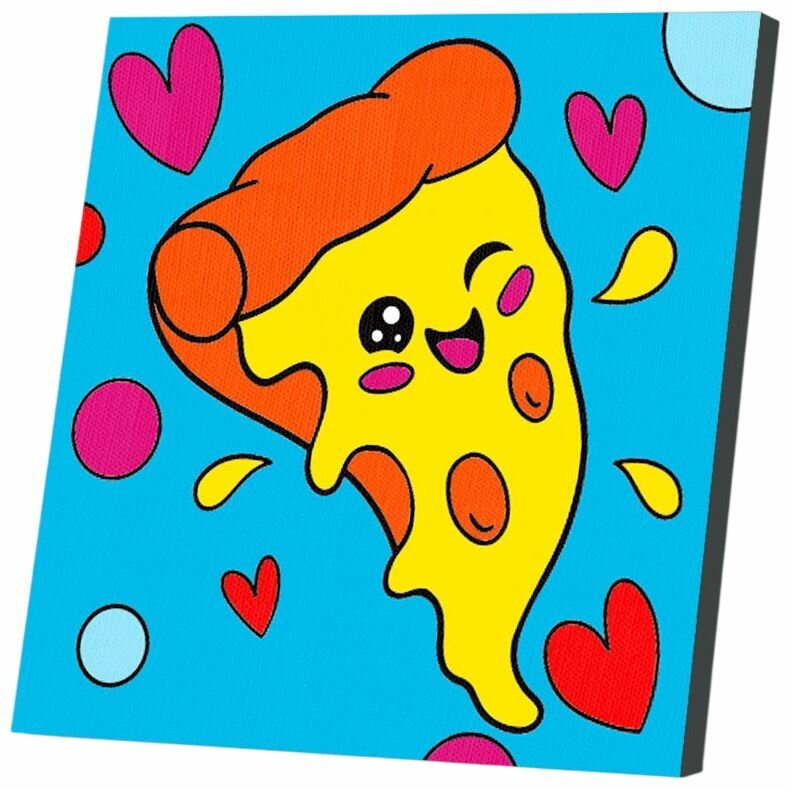 Картина по номерам "Аппетитный кусочек" на холсте с подрамником, раскраска для детей, набор для творчества, живописи и рисования, в комплекте морозостойкие краски 6 цветов, 15х15 см