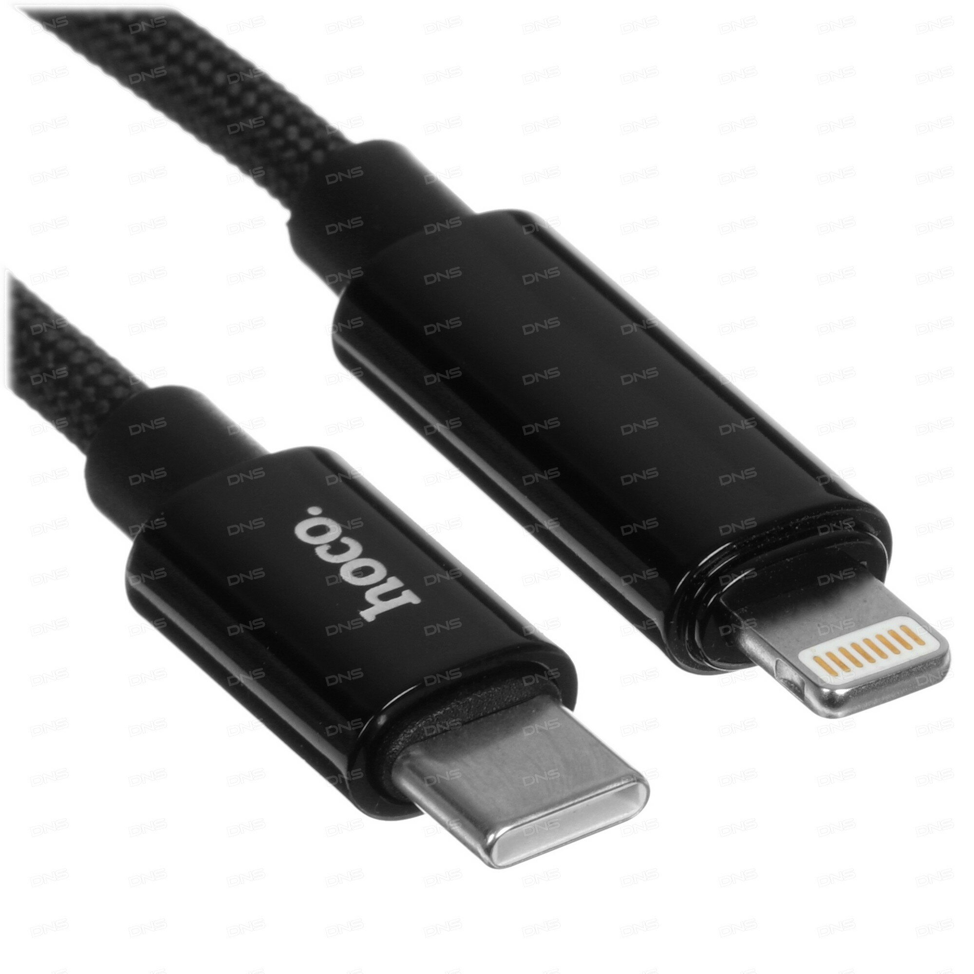 Кабель круглый Hoco Lightning 8-pin - USB Type-C черный 1.2 м