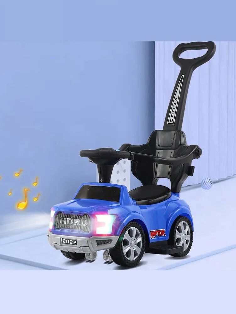 Машина Детская Большая Каталка синий Толокар с ручкой для родителей 2022