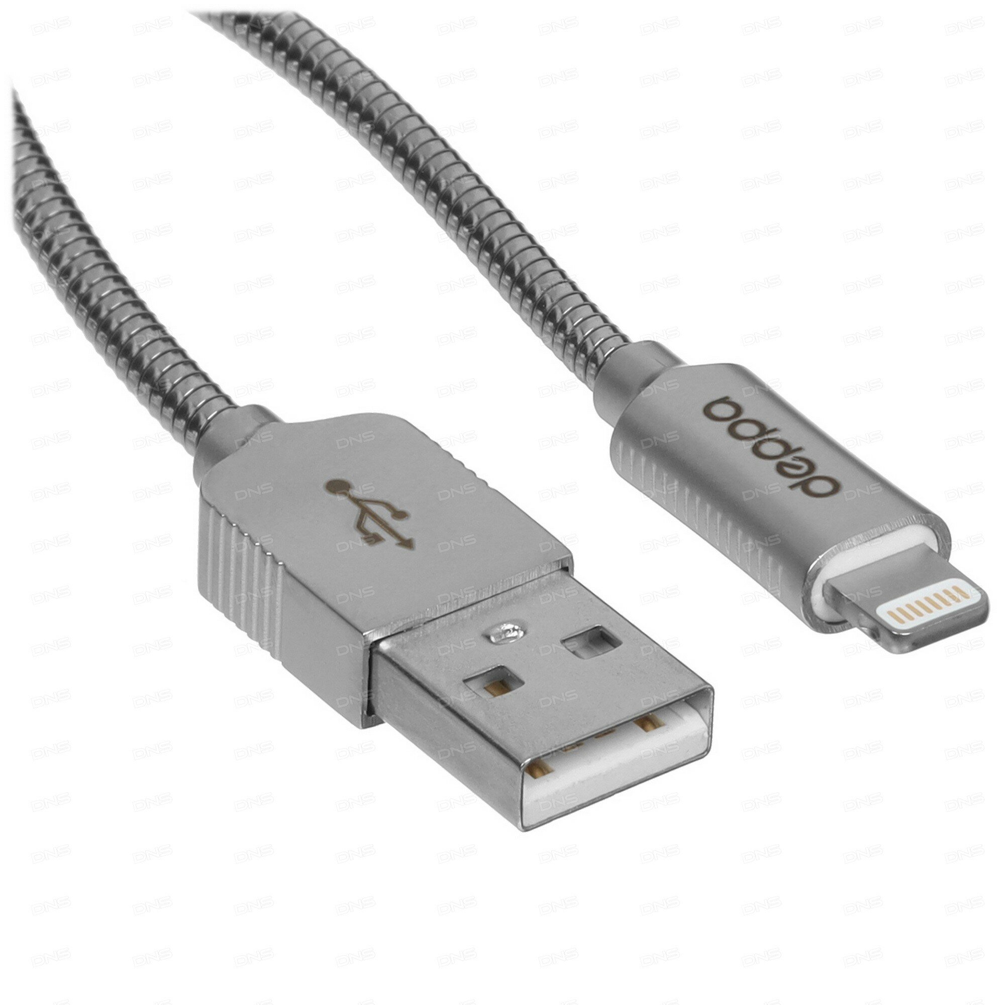 Кабель круглый DEPPA Lightning 8-pin MFI - USB 2.0 Type-A серебристый 1.2 м