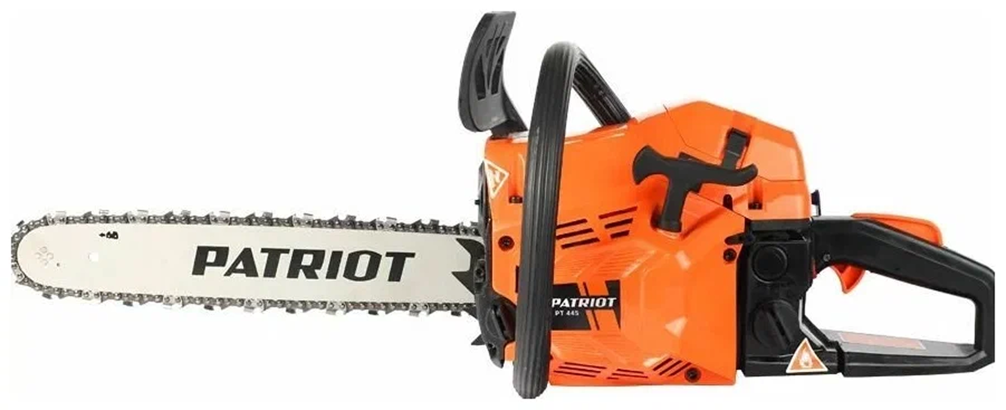 Цепная пила PATRIOT PT 445, плавный пуск, антивибрационная система, оранжевая