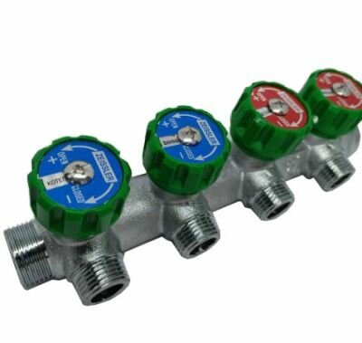 Коллектор резьбовой с вентилями под плоскую прокладку FAR TIM 3/4"х3/4"x1/2"x4