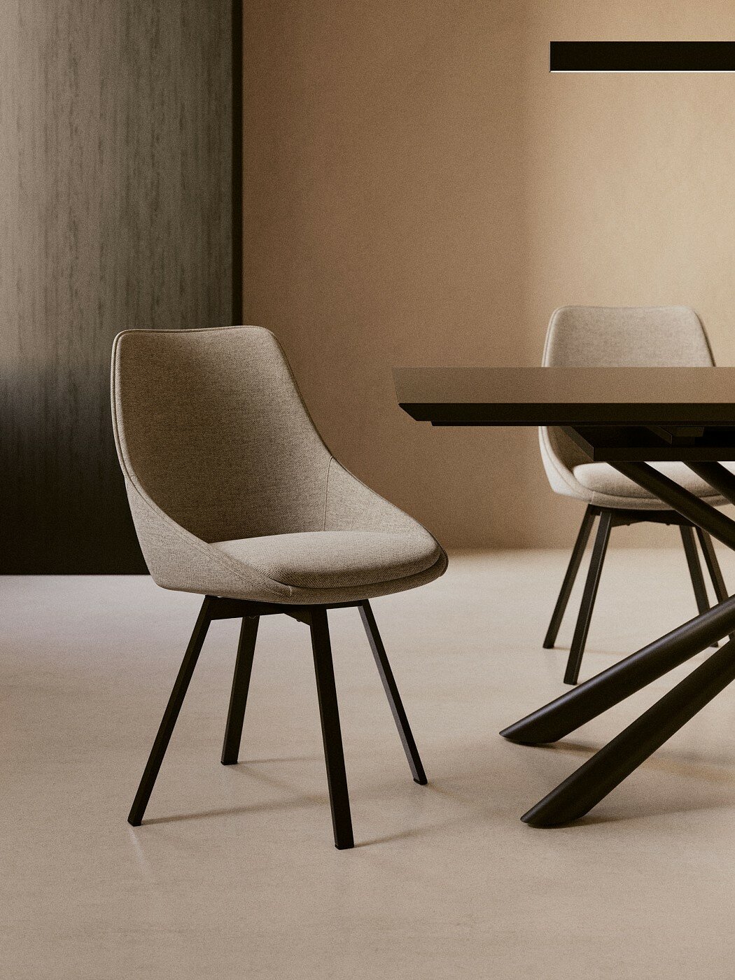 Стул La Forma "Haston", кухонный, мягкий, обивка из текстиля, светло-серого цвета