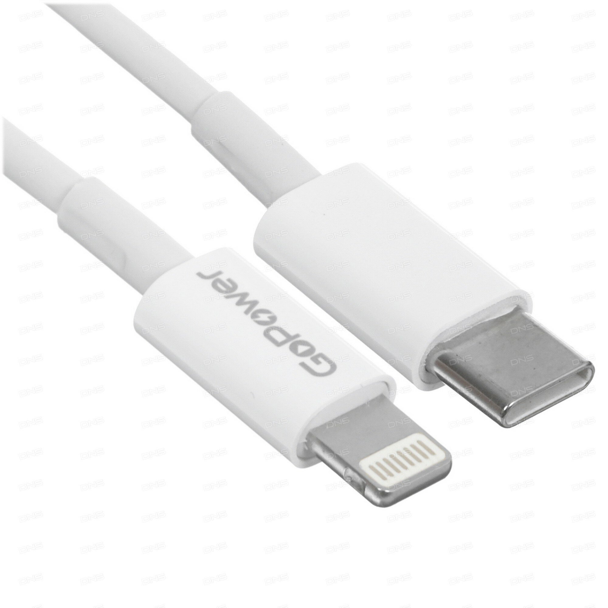 Кабель круглый GoPower Lightning 8-pin - USB Type-C белый 1 м