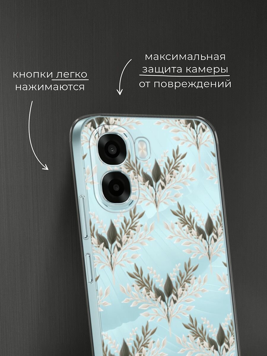 Силиконовый чехол на Oppo A6x / Оппо A6x с принтом Хрупкая листва — фото 1