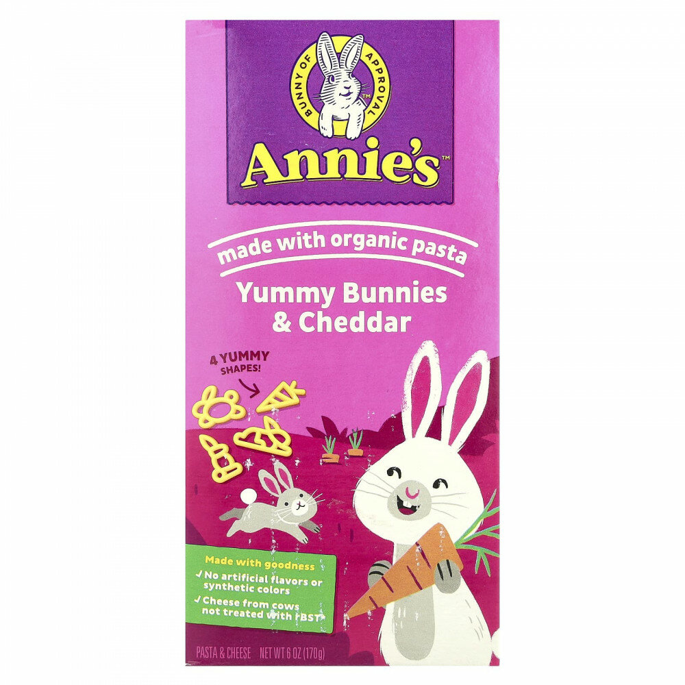 Annie's Homegrown, Bunny Pasta, паста в форме кролика и вкусный чеддер, 170 г (6 унций)