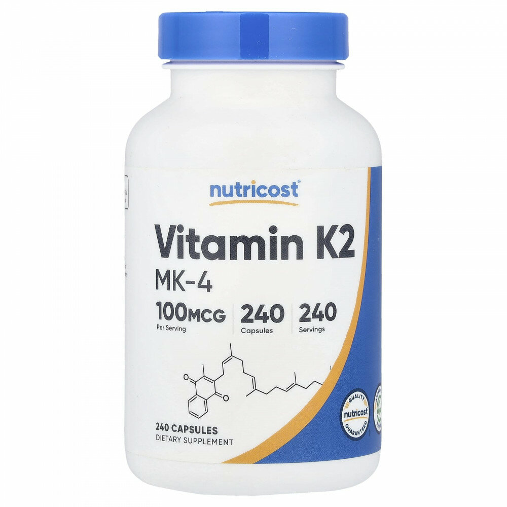 Nutricost, витамин K2 MK-4, 100 мкг, 240 капсул