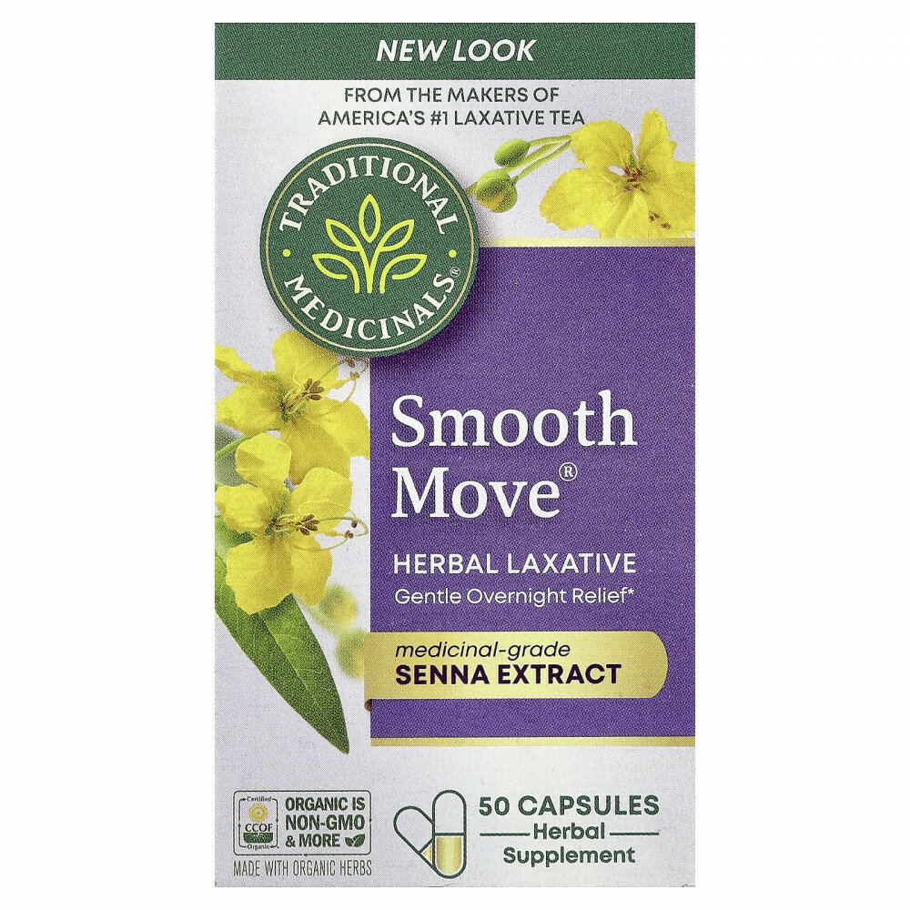 Traditional Medicinals, Smooth Move Capsules, сенна, 50 капсул
