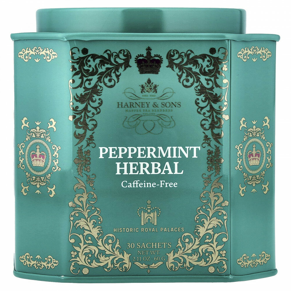 Harney & Sons, травяной чай с перечной мятой, без кофеина, 30 пакетиков, 60 г (2,11 унции)