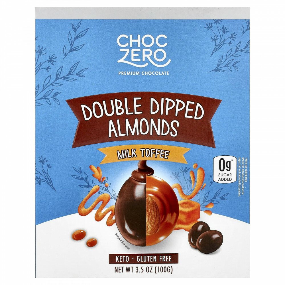 ChocZero, Премиальный шоколад, миндаль в двойном погружении, молочный ирис, 100 г (3,5 унции)