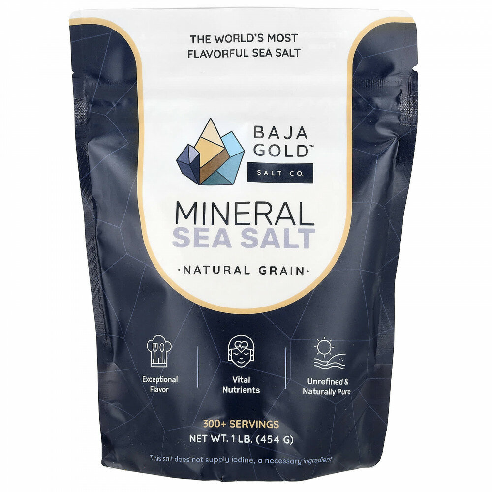 Baja Gold Salt Co, Минеральная морская соль, натуральная зерновая, 454 г (1 фунт)