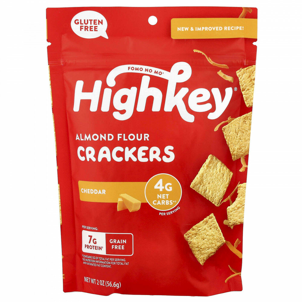 HighKey, Крекеры из миндальной муки, чеддер, 56,6 г (2 унции)