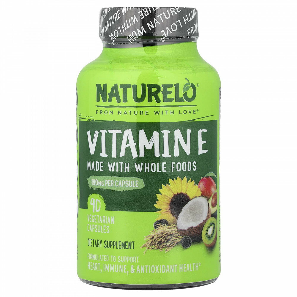NATURELO, витамин E, 180 мг, 90 вегетарианских капсул
